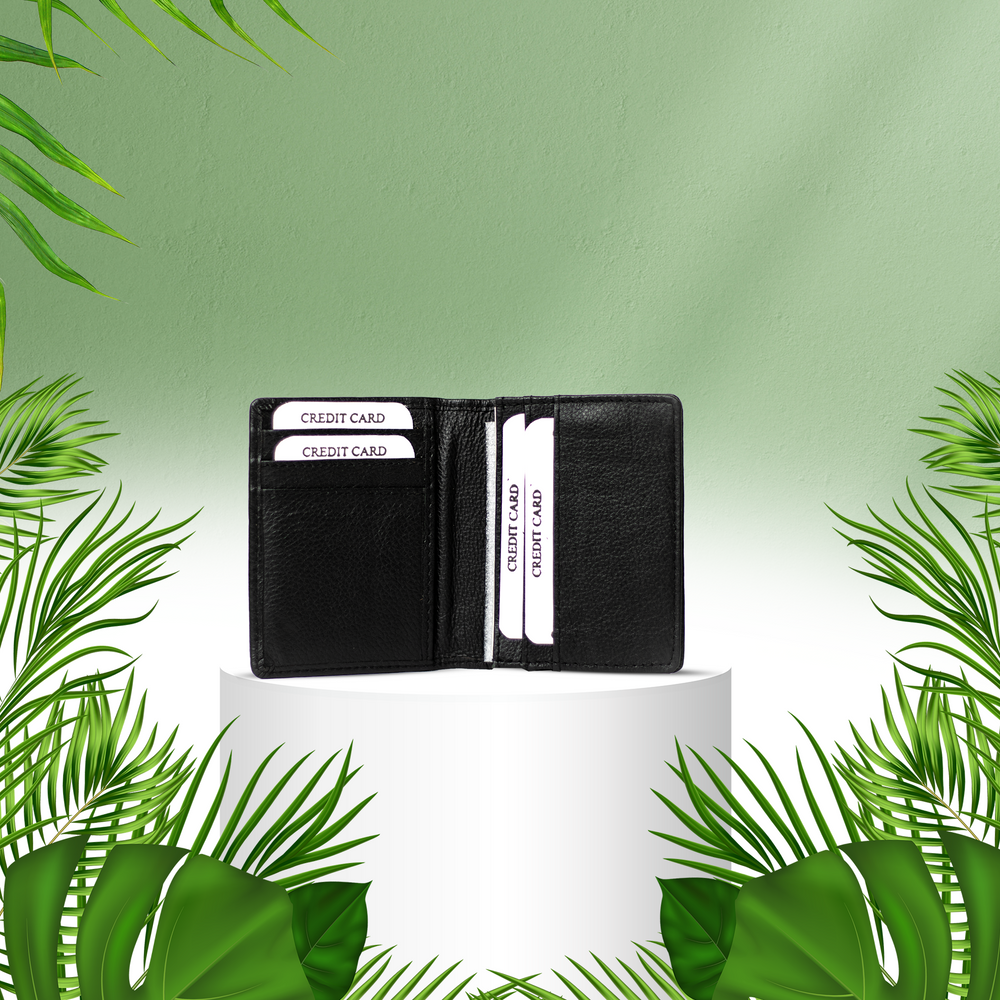 Elegant Crunch Leather Card Holder: RFID Protected Design